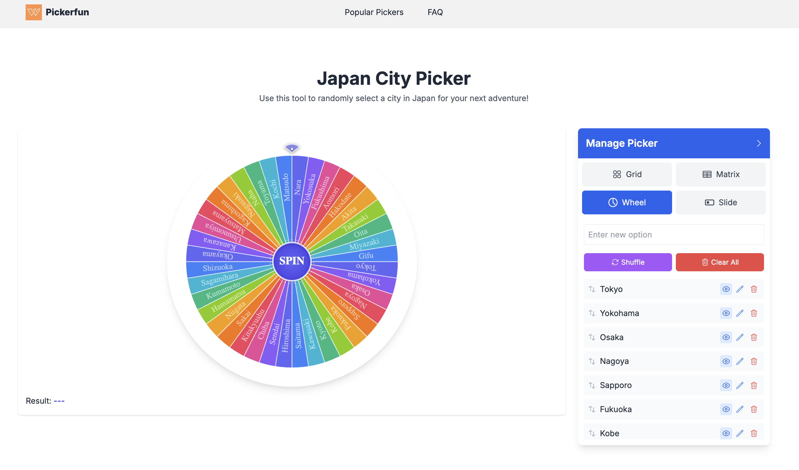 Japan City Picker